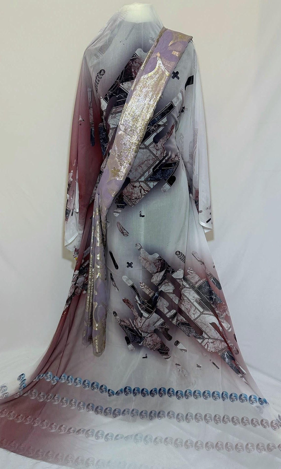 Somali Dirac Wedding Attire Cultural Dress 3pcs White & Purple ...