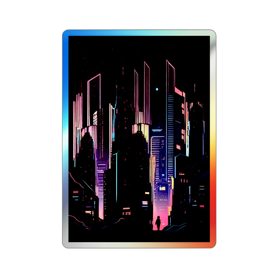 Holographic Futuristic City Sticker Downtown City Holo - Etsy