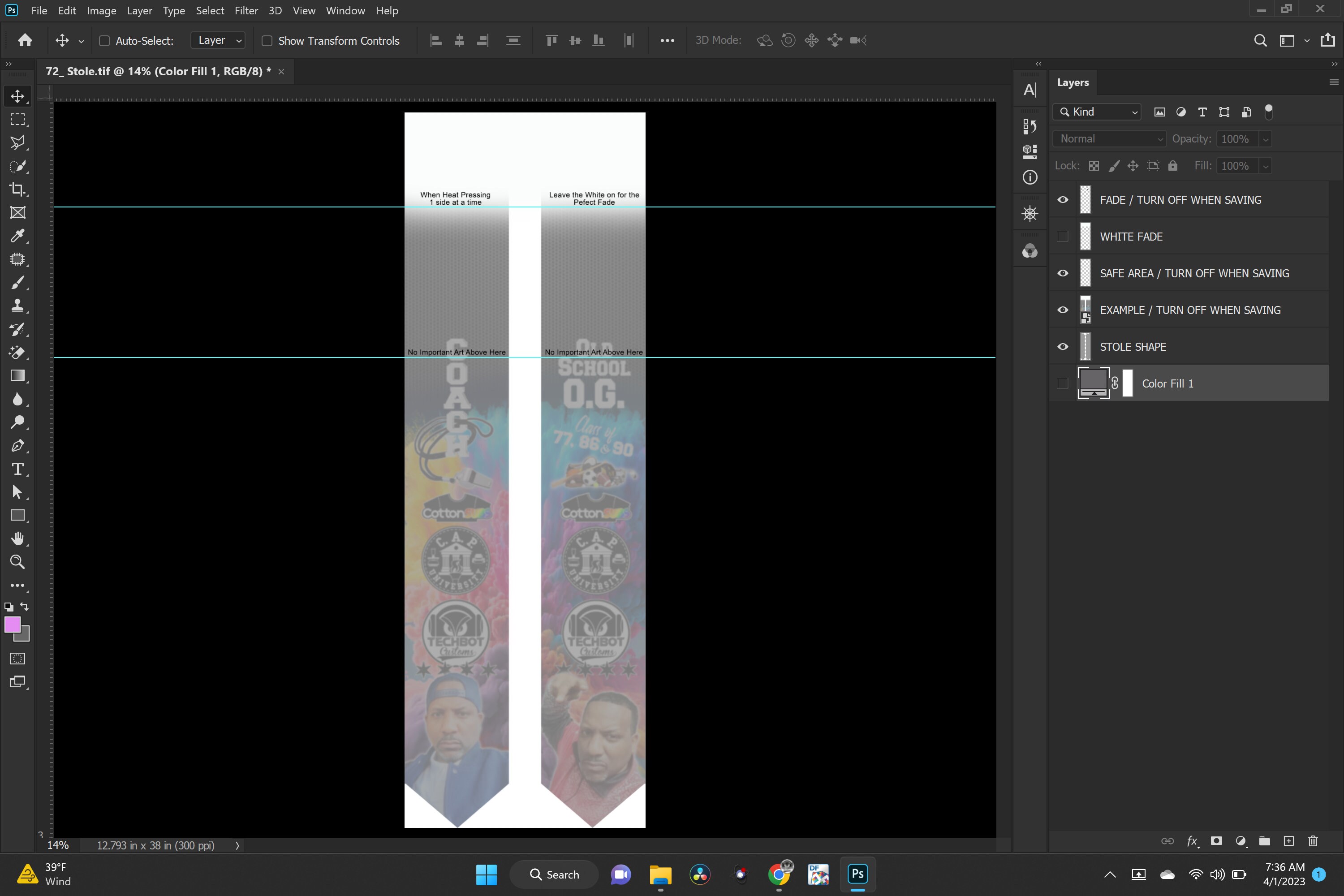 72 Inch Stole - Blank Design Template - Etsy