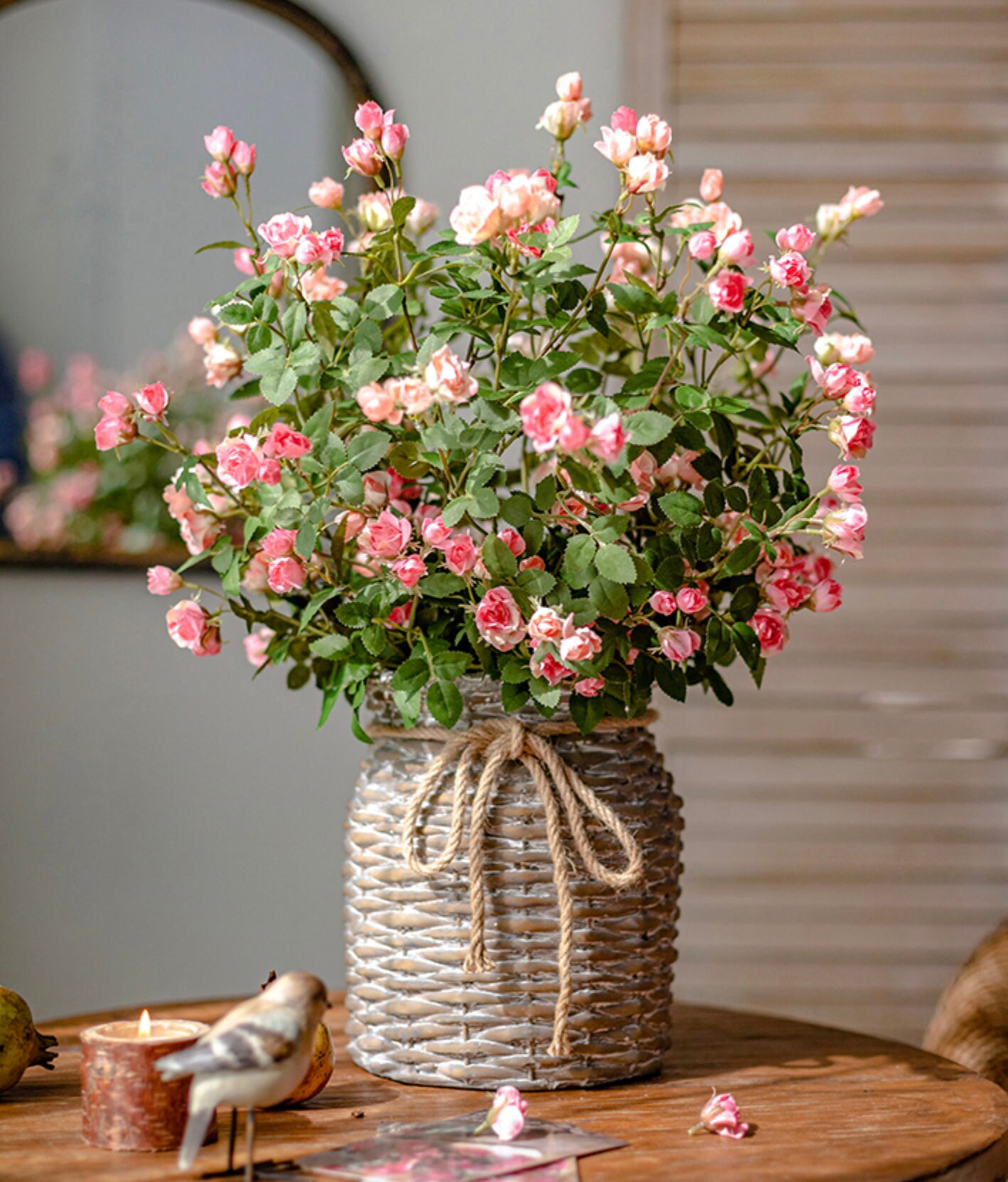 24'' Faux Rose, Artificial Small Colorful Rose, Silk Flowers, Home ...