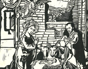 Our Lady of Lourdes Linocut Print edition of 44 - Etsy