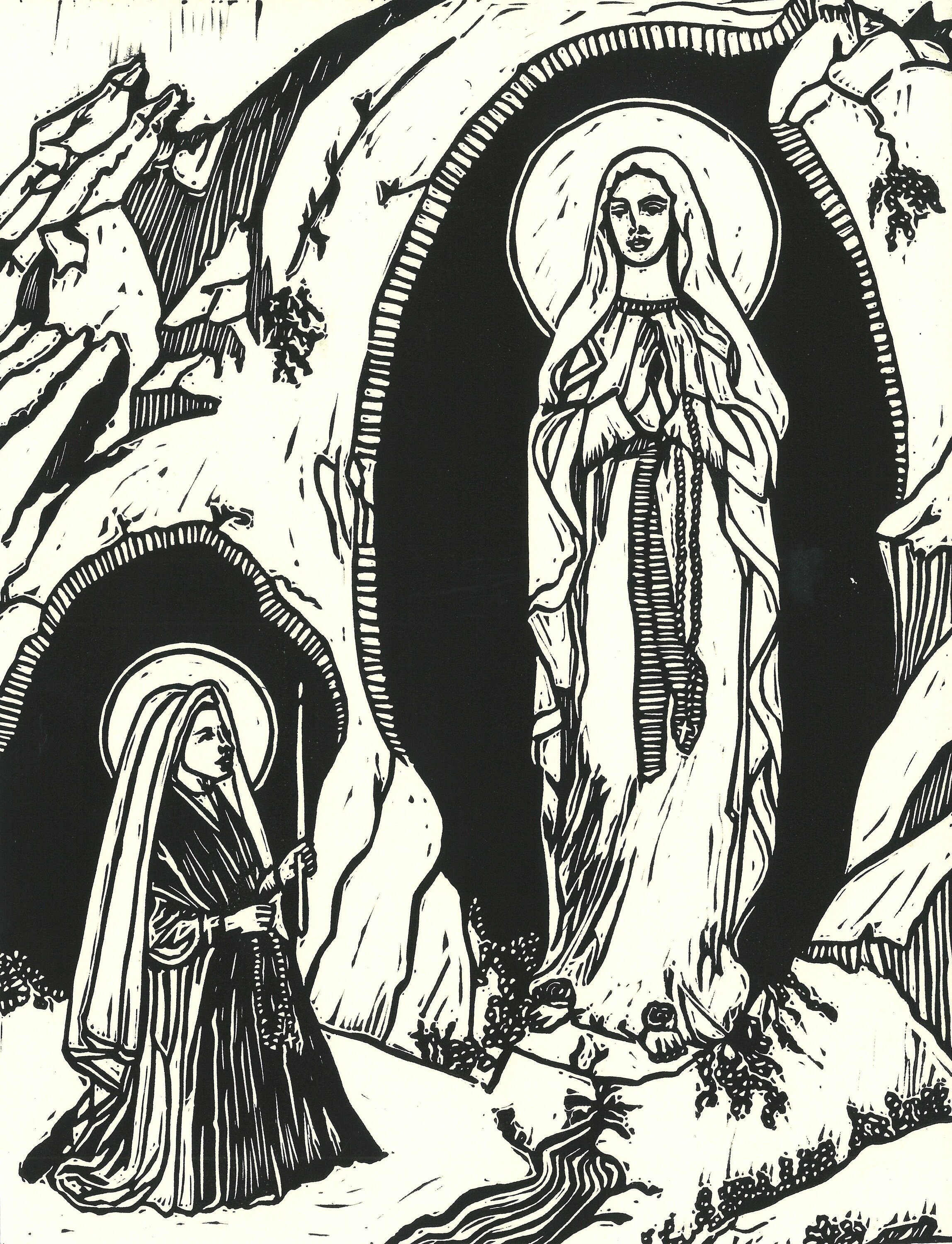 Our Lady of Lourdes Linocut Print (edition of 44) - Etsy