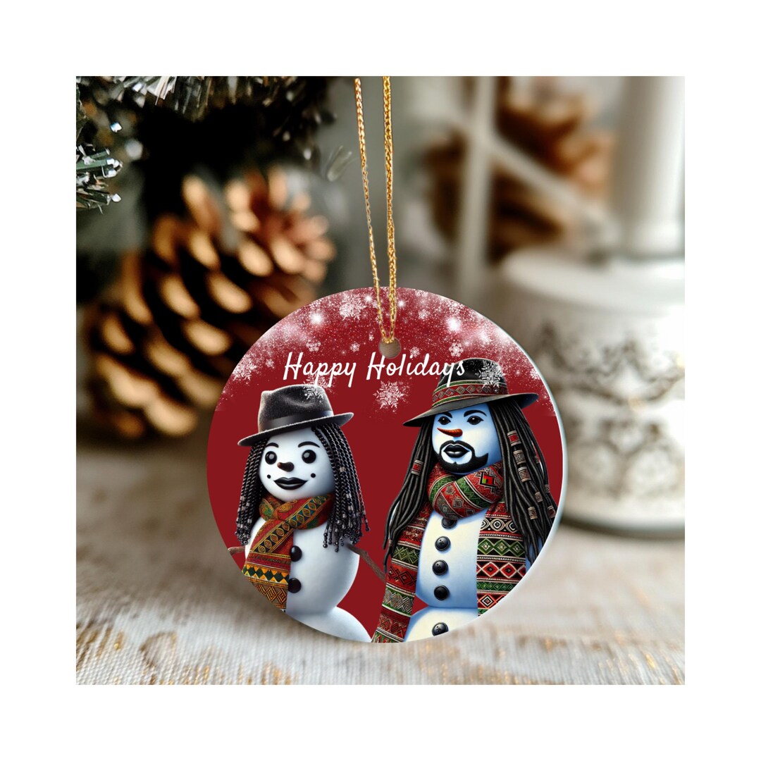 Christmas Decor Snowman African American Ornaments Cultural Inspired ...