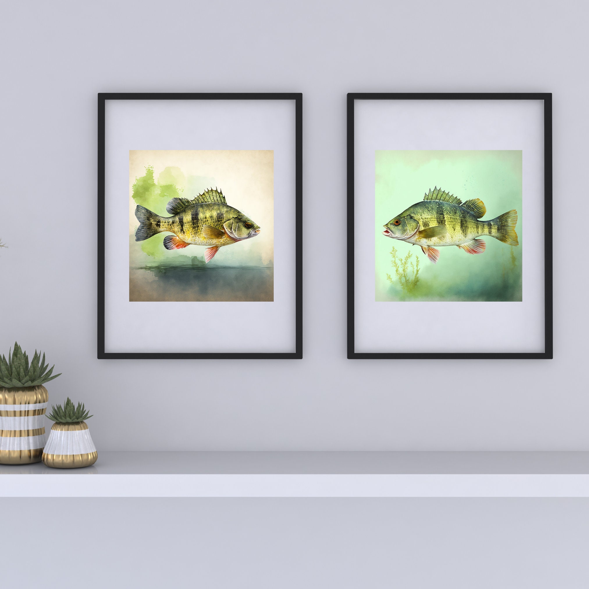 Perch- Watercolor Protrate of A Perch in the Lake - Etsy