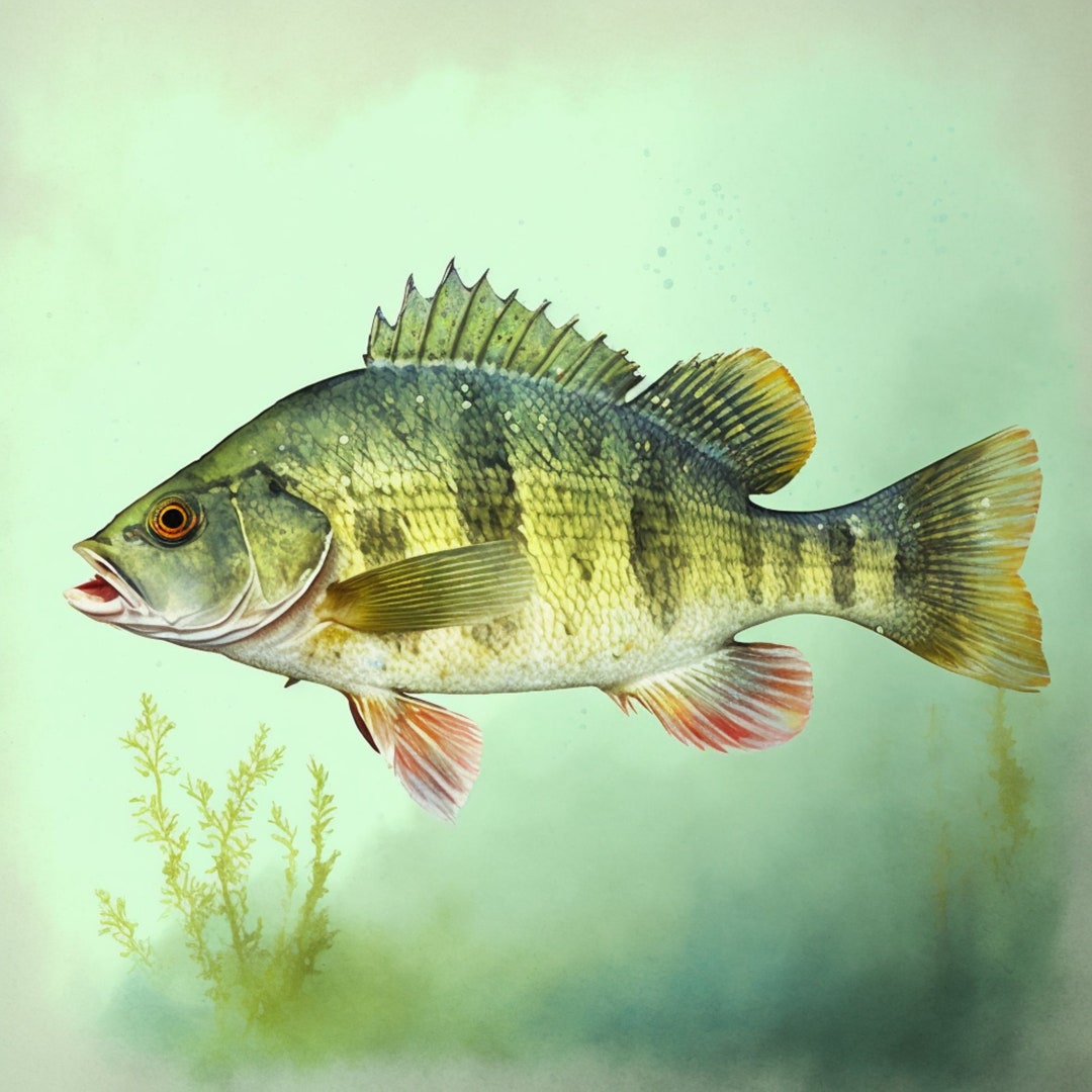 Perch- Watercolor Protrate of A Perch in the Lake - Etsy