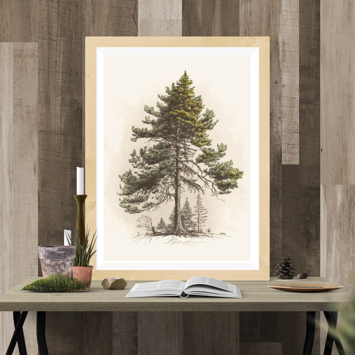 Lone Forest Pine Watercolor Art Print - Etsy