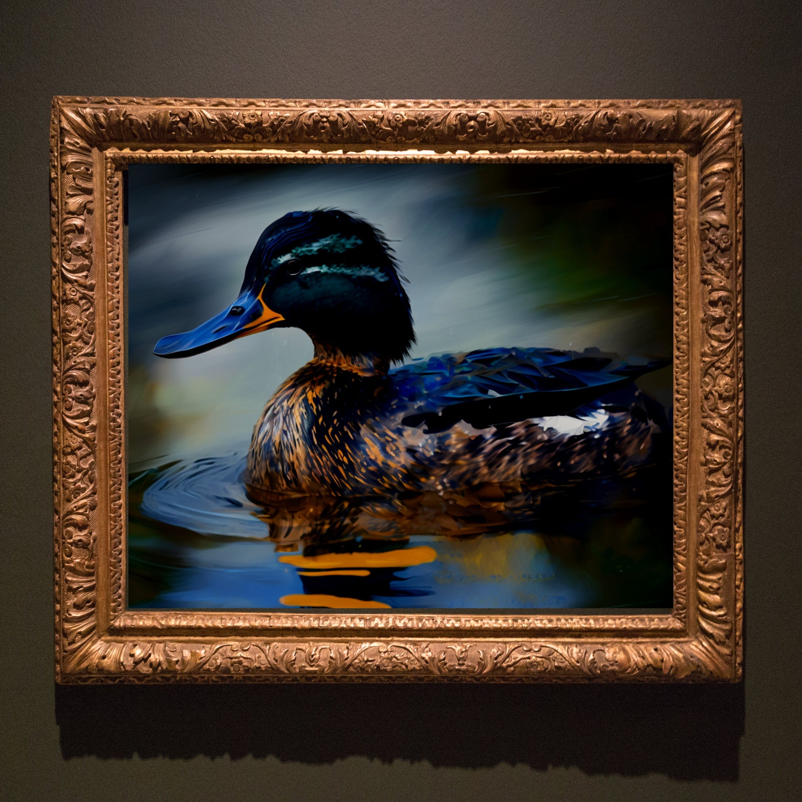 Duck on the Water- Water Color Portrait of A Duck on A Country Lake ...
