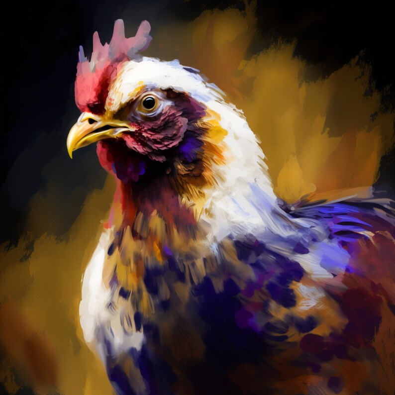 Barnyard Chicken-portrait of a Chicken, Watercolor Digital Print - Etsy
