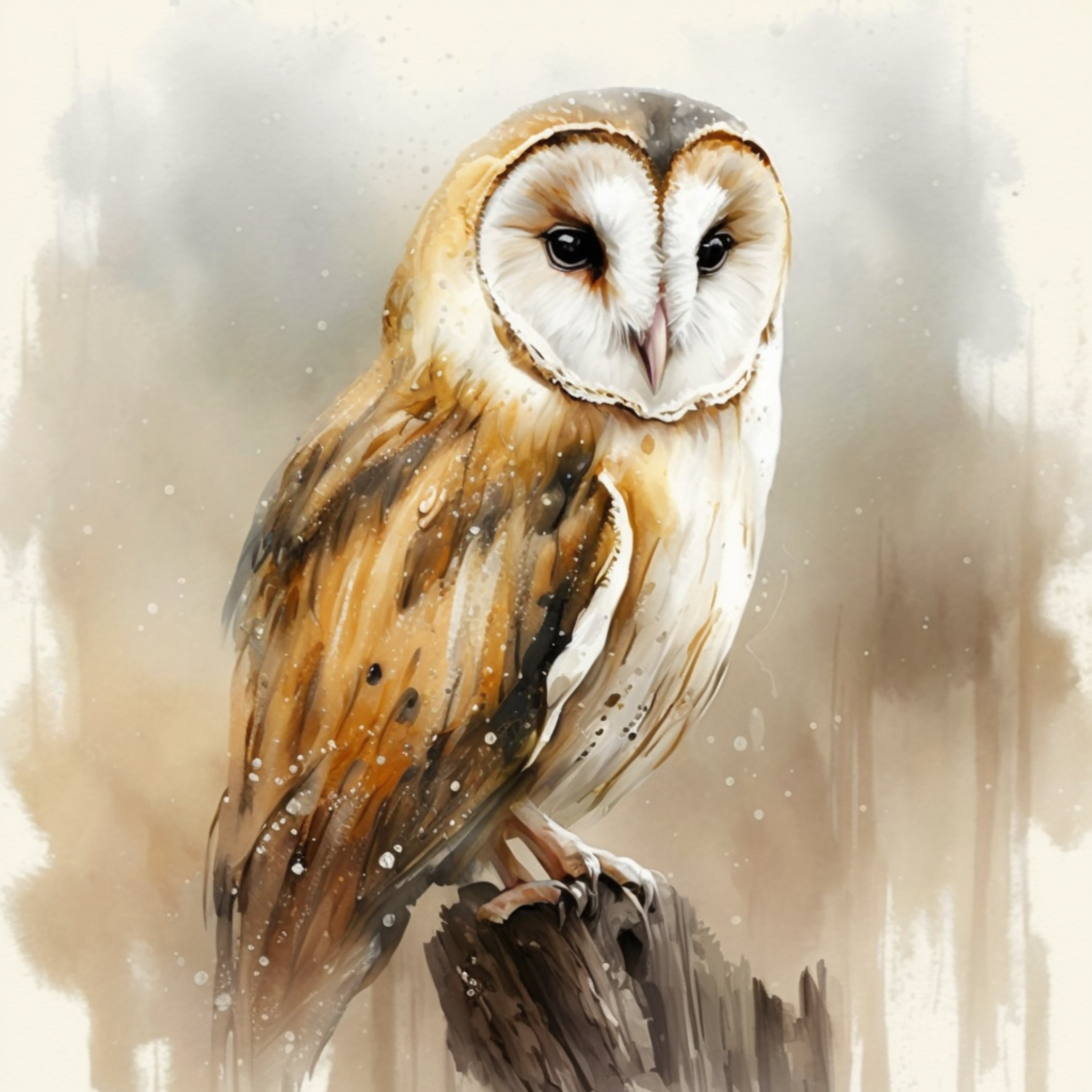 Watercolor Barn Owl- Digital Print of a Watercolor Painted Barn Owl - Etsy