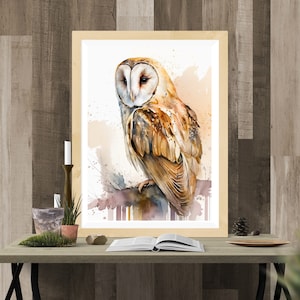 Watercolor Barn Owl Looking Over Shoulder-watercolor Digital Print of A ...