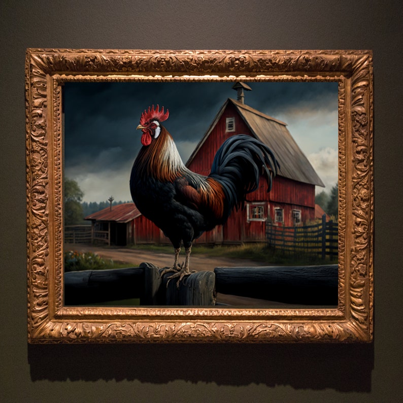 Farm Chicken on A Fence-farmhouse Chicken Watercolor Digital Download ...