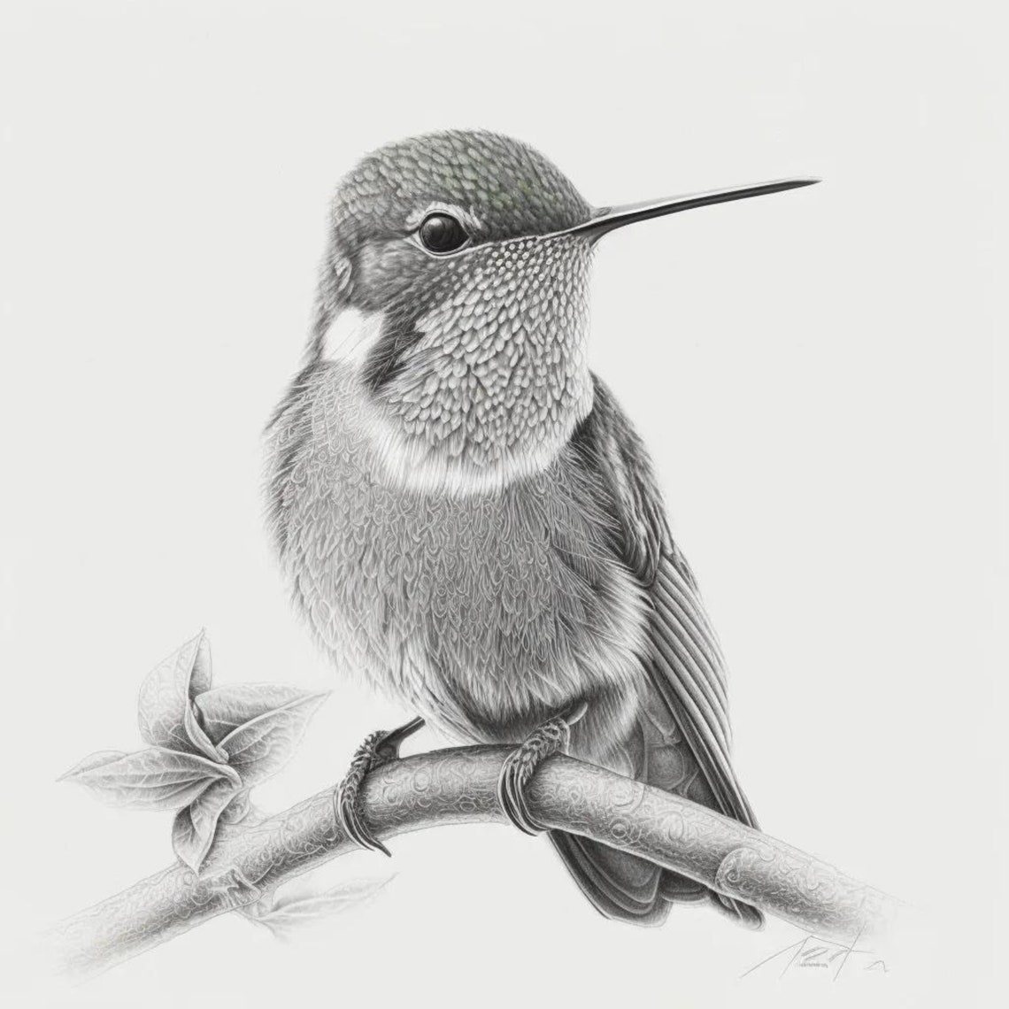 Pencil Drawing of A Hummingbird-digital Download - Etsy