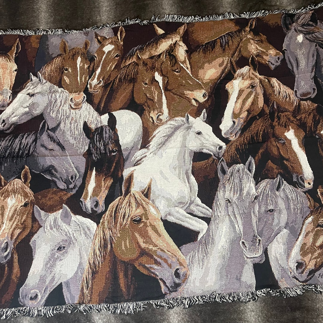 Wild Horses “stampede”, Rug Barn Vintage Throw Blanket. - Etsy