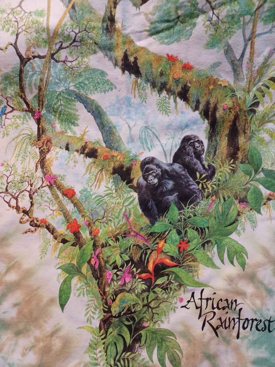 African Rainforest/gorillas/jungle Scene, Liquid Blue Brand Tie Dye ...