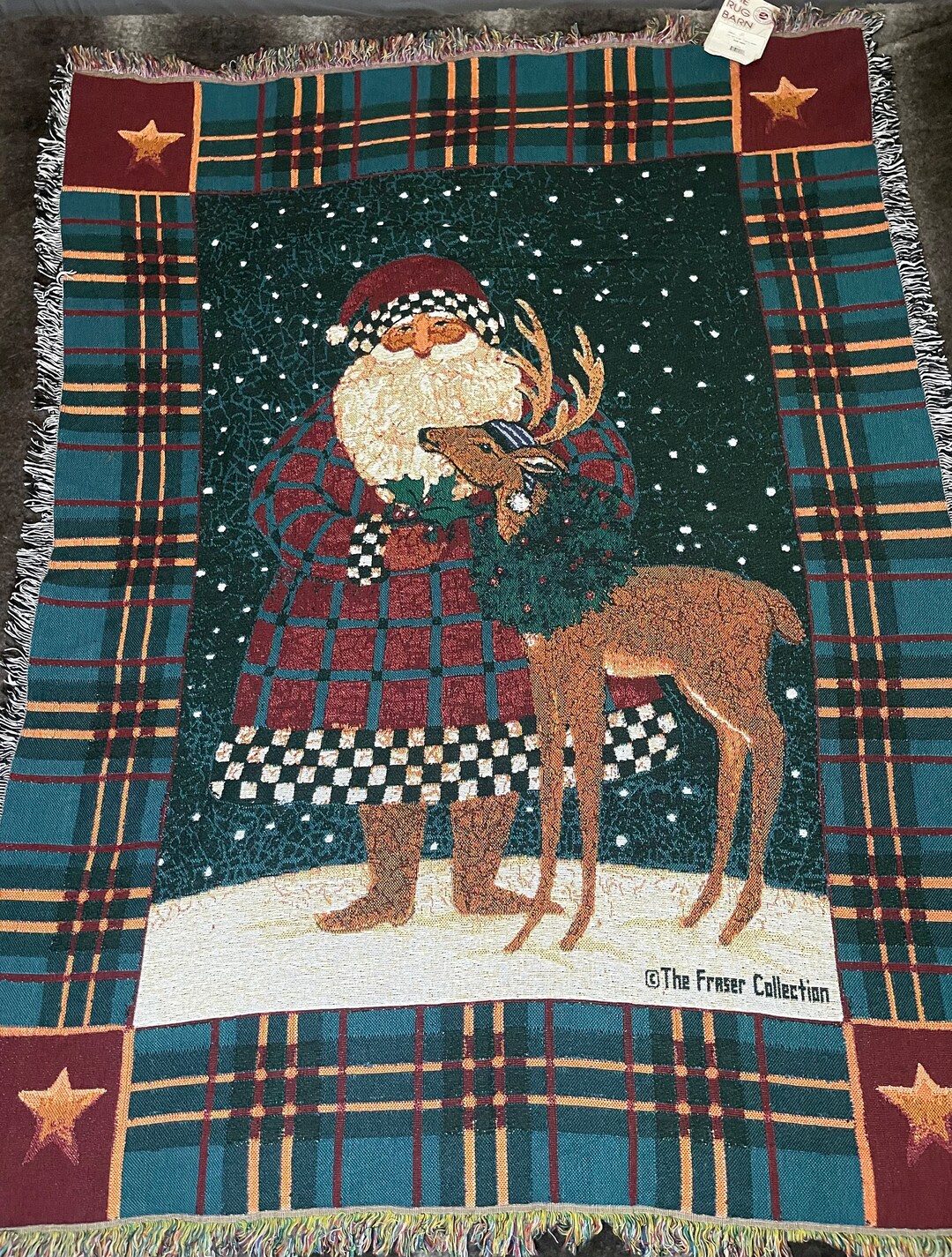 Plaid Santa, Vintage Rug Barn Throw Blanket. - Etsy