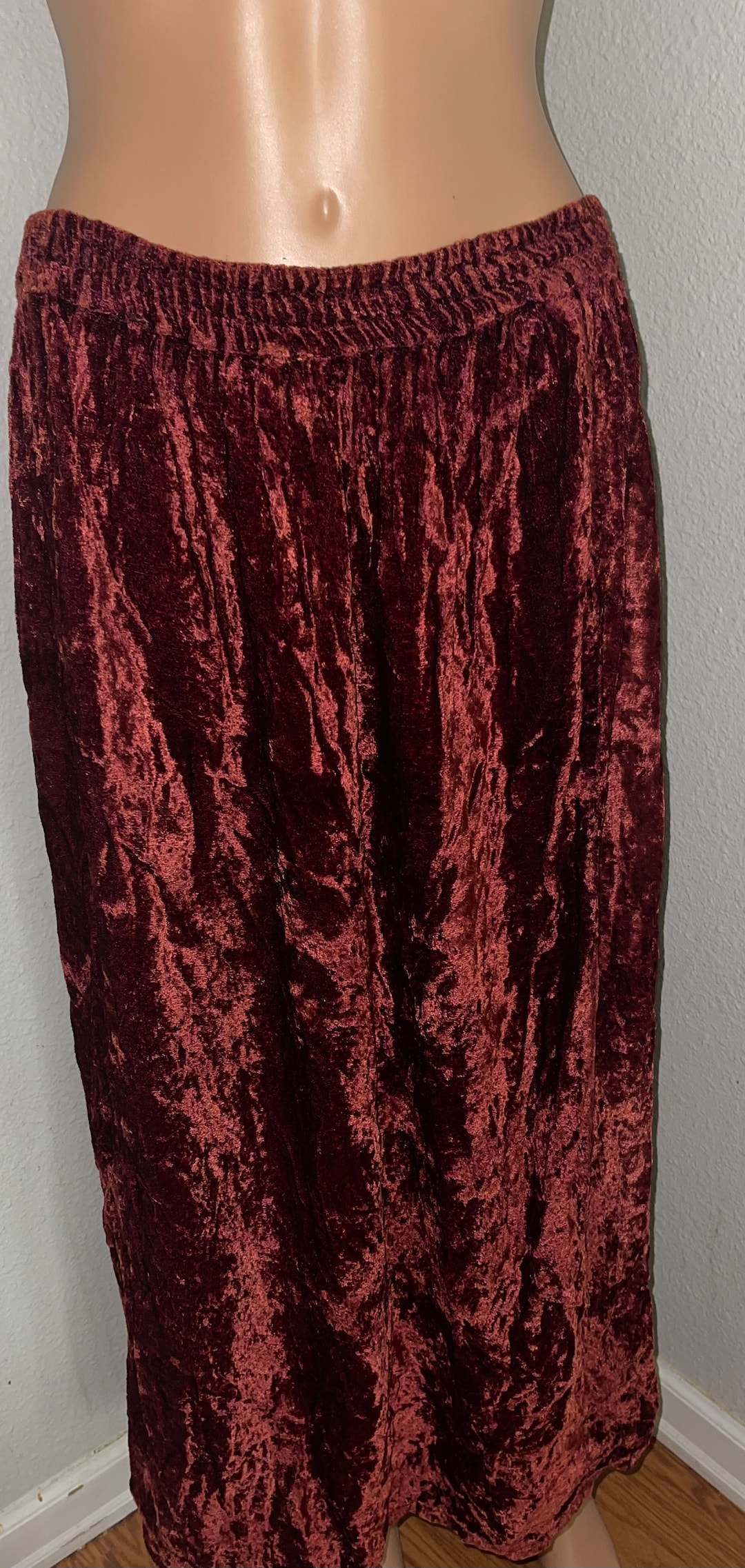 Rusty Red Velvet Long Skirt With Slit. Free Size - Etsy