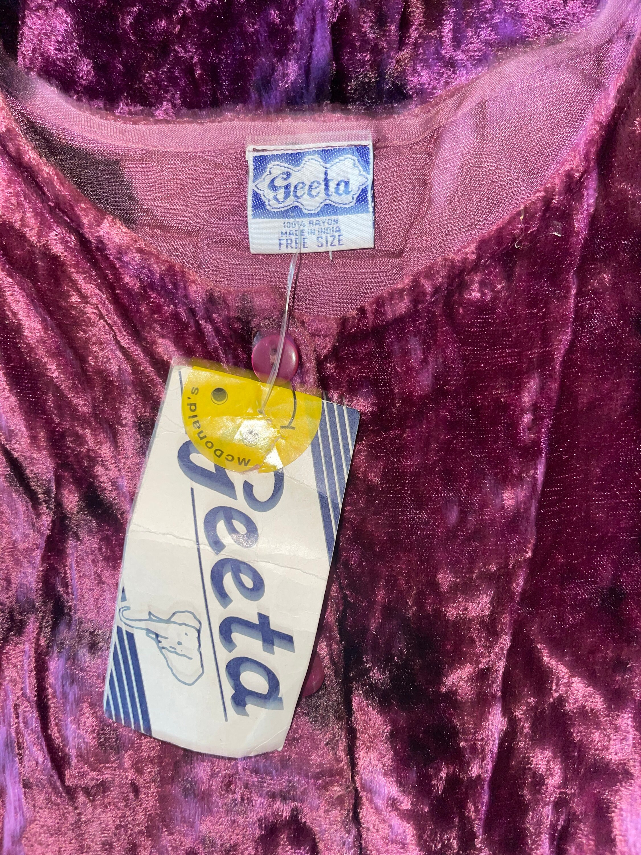 Burgundy Crushed Velvet Top With Embroidery Design. Womens “free Size ...