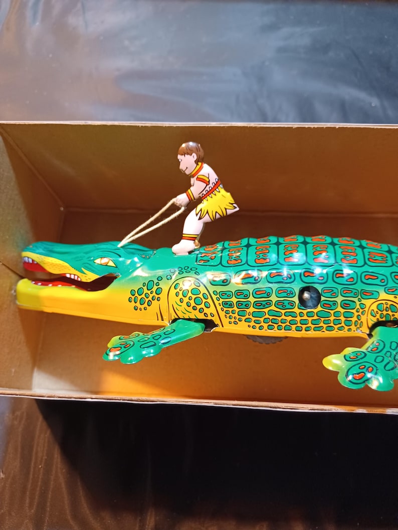 Jungle Boy and Crocodile, Classic Wind-up Collectible Tin Toy W/litho ...