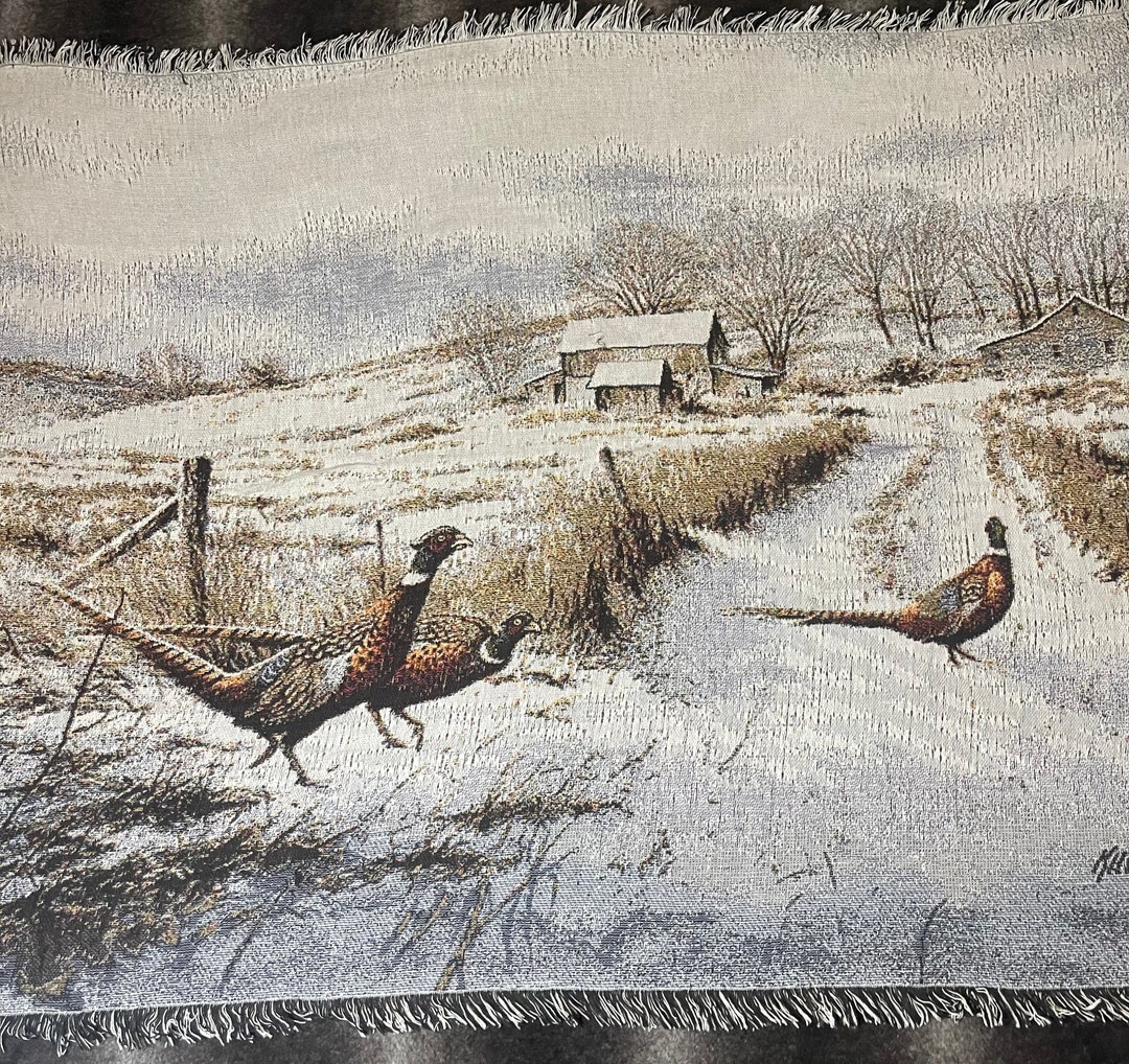 Snow Pheasant, Rug Barn Vintage Throw Blanket. - Etsy