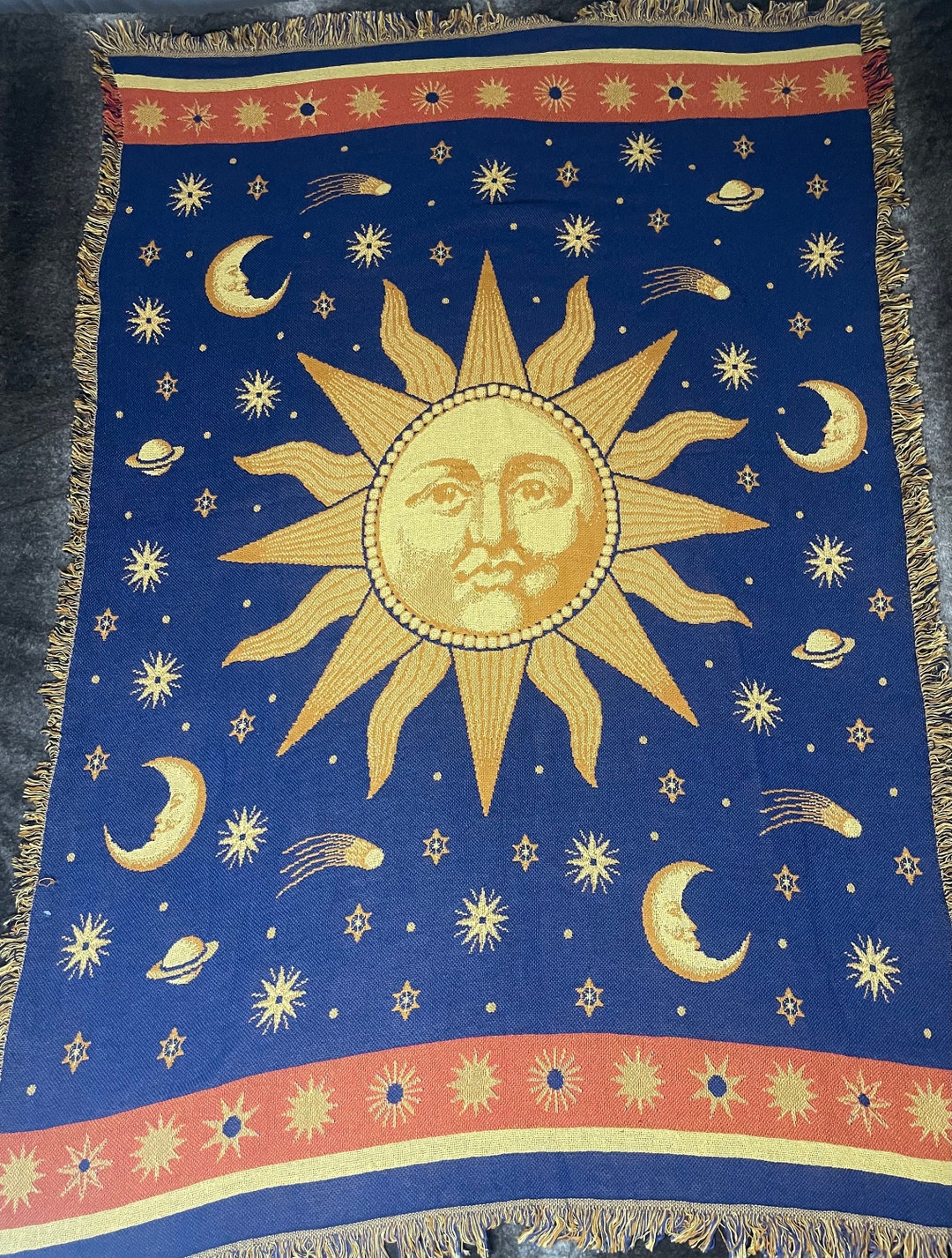 Sun Moon & Stars cosmos Vintage Throw Blanket. the Rug - Etsy