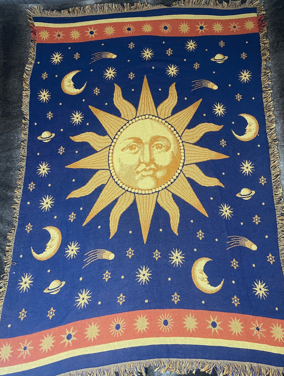 Sun Moon & Stars cosmos Vintage Throw Blanket. the Rug - Etsy