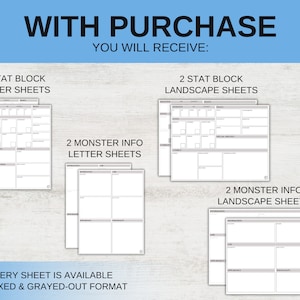 Minimalist - Monster Stat Block DM Sheets - Dnd 5E - Printable PDF - Etsy
