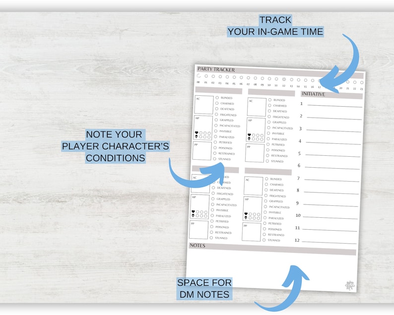 Minimalist -party Tracker DM Sheets Version 2.0 - Dnd 5E - Printable ...