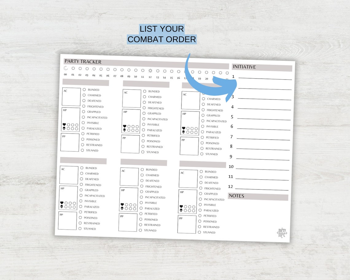 Minimalist -party Tracker DM Sheets Version 2.0 - Dnd 5E - Printable PDF - Etsy