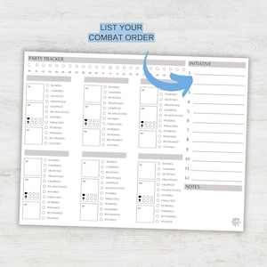 Minimalist -party Tracker DM Sheets Version 2.0 - Dnd 5E - Printable ...