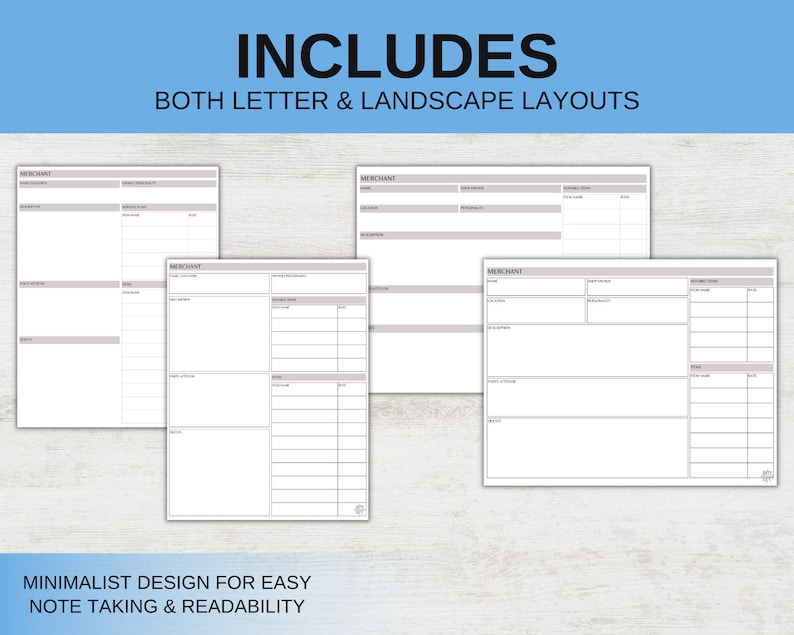 Minimalist - Merchant Shop DM Sheets Version 2.0 - Dnd 5E - Fillable ...