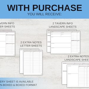 Minimalist - Tavern & Inn DM Sheets - Dnd 5E - Printable PDF - Etsy
