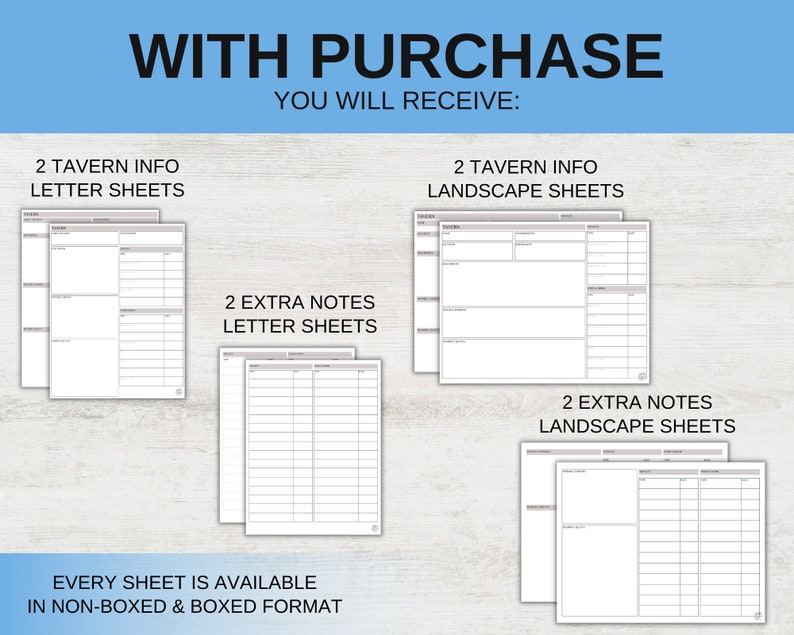 Minimalist - Tavern & Inn DM Sheets - Dnd 5E - Printable PDF - Etsy