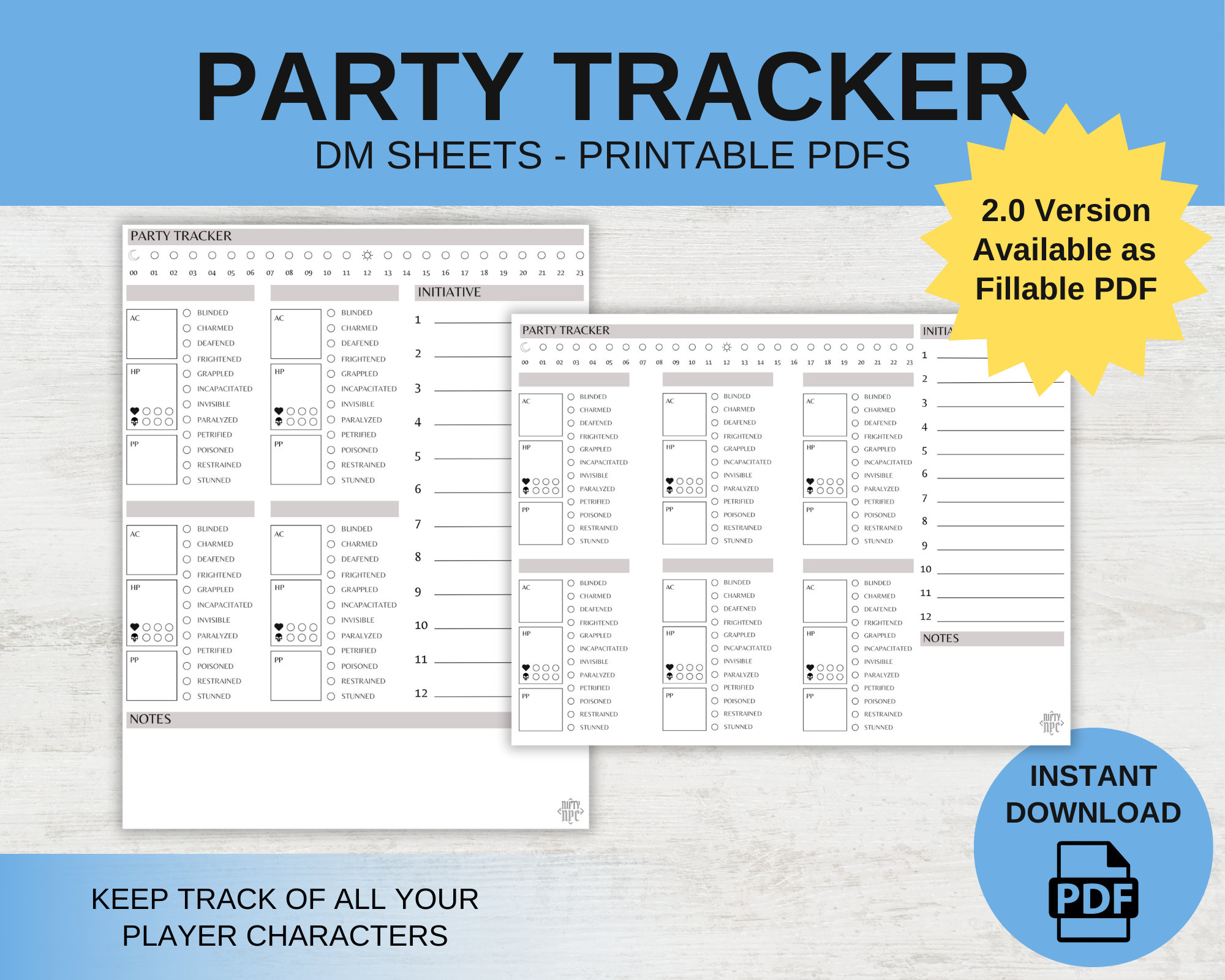 Minimalist -party Tracker DM Sheets Version 2.0 - Dnd 5E - Printable PDF - Etsy