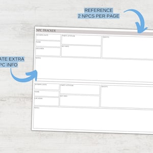 Minimalist - NPC Info DM Sheets - Dnd 5E - Printable PDF - Etsy