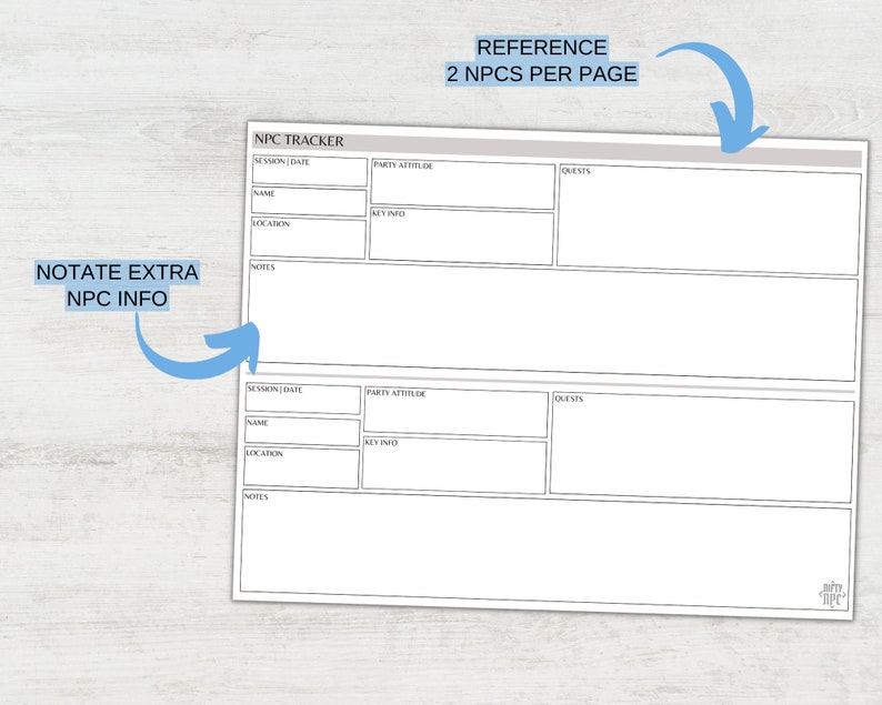 Minimalist - NPC Info DM Sheets - Dnd 5E - Printable PDF - Etsy