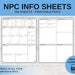Minimalist - NPC Info DM Sheets - Dnd 5E - Printable PDF - Etsy