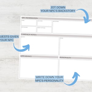 Minimalist - NPC Info DM Sheets - Dnd 5E - Printable PDF - Etsy