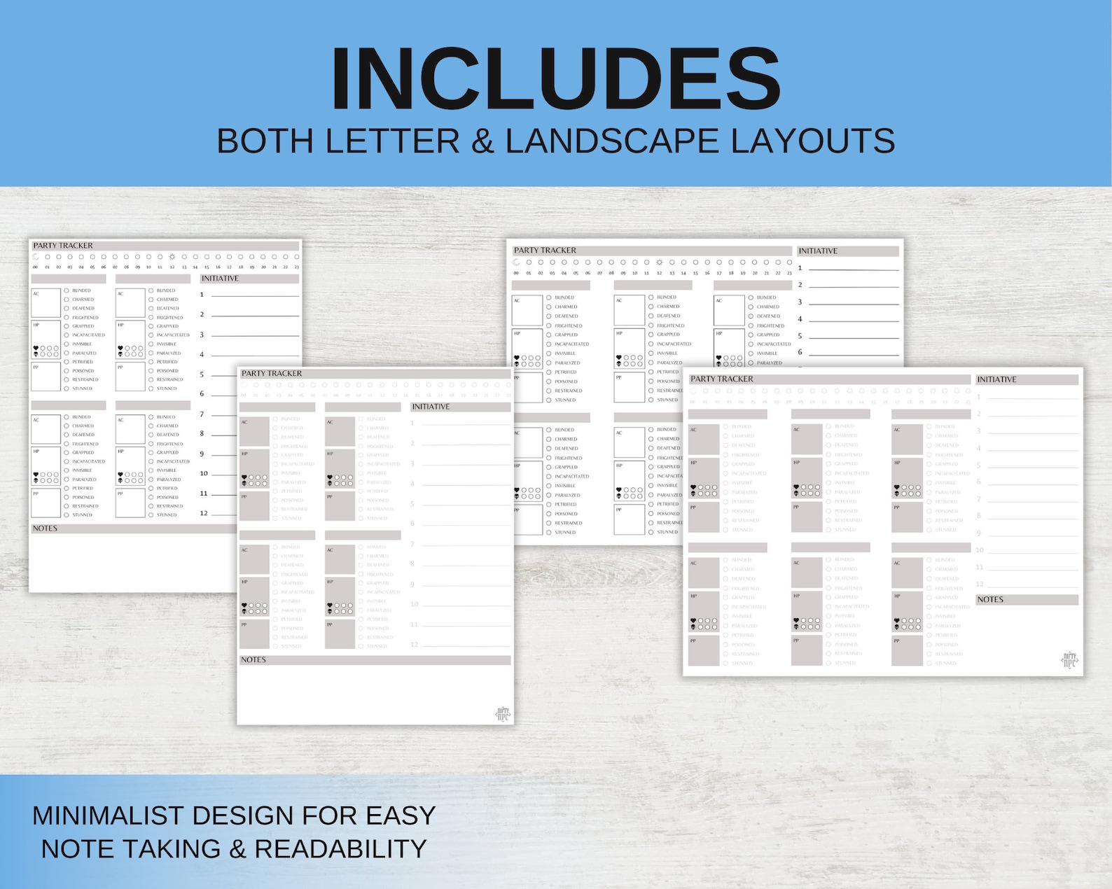 Minimalist -party Tracker DM Sheets Version 2.0 - Dnd 5E - Printable ...