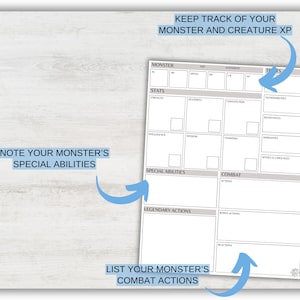 Minimalist - Monster Stat Block DM Sheets - Dnd 5E - Printable PDF - Etsy