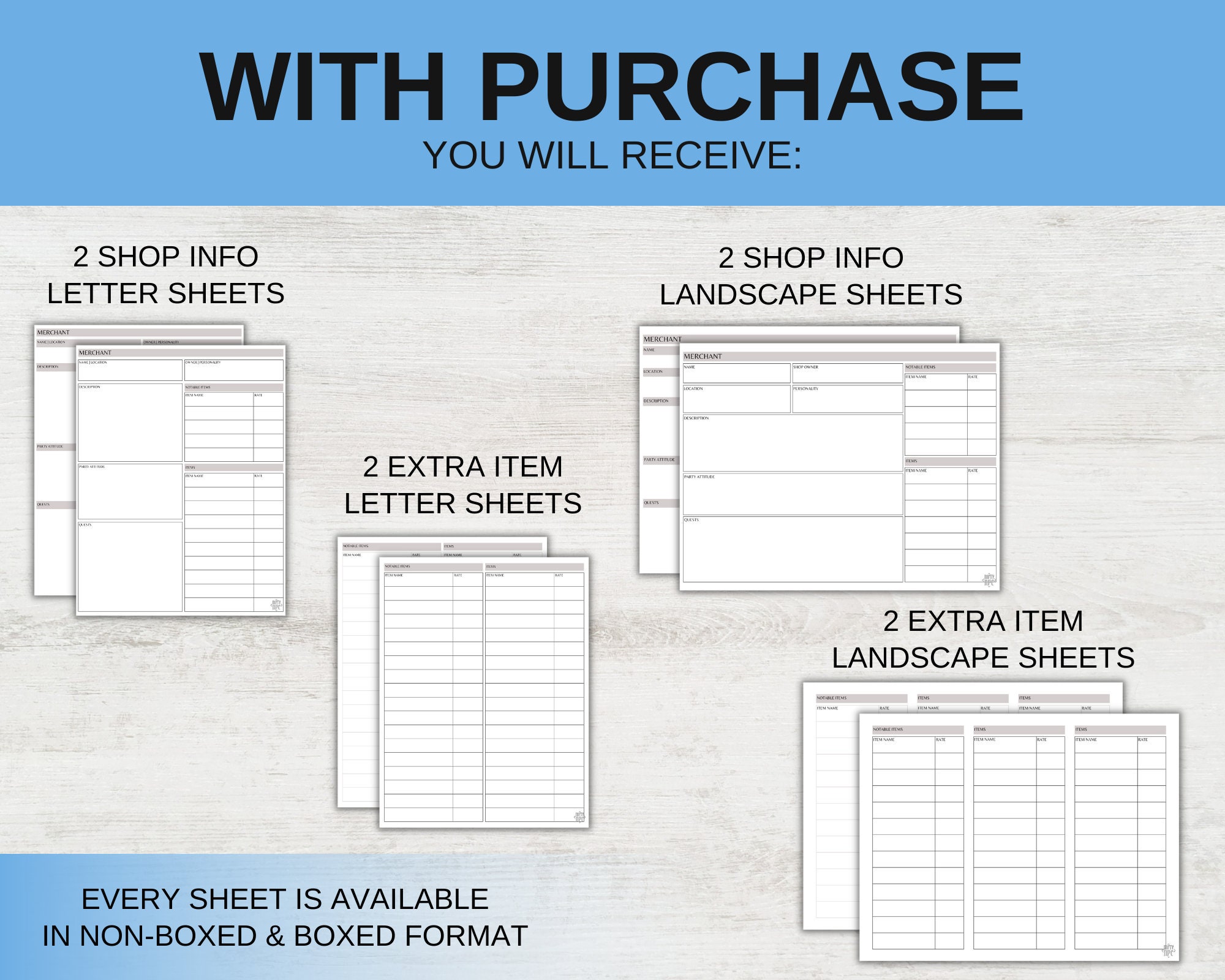 Minimalist - Merchant Shop DM Sheets Version 2.0 - Dnd 5E - Fillable PDF - Etsy
