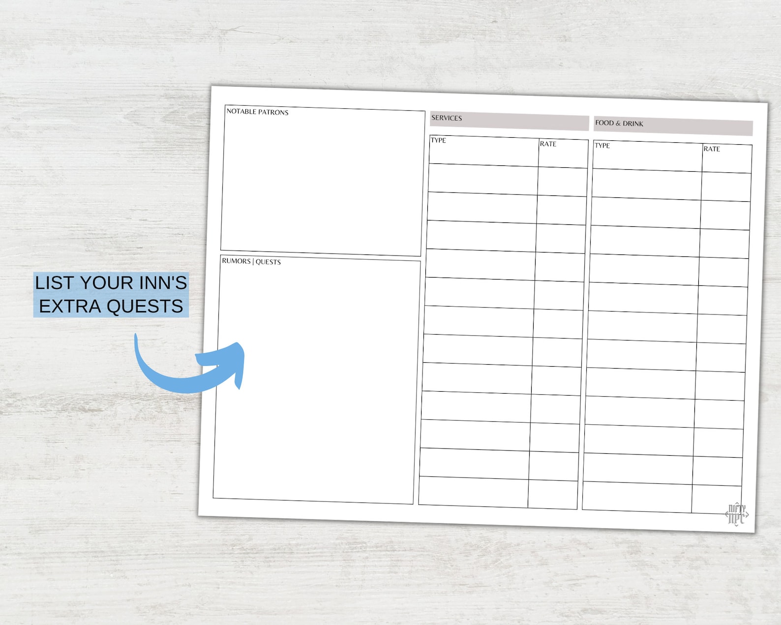 Minimalist - Tavern & Inn DM Sheets - Dnd 5E - Printable PDF - Etsy