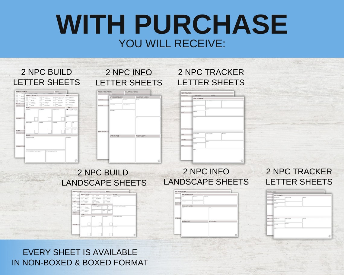 Minimalist - NPC Info DM Sheets - Dnd 5E - Printable PDF - Etsy