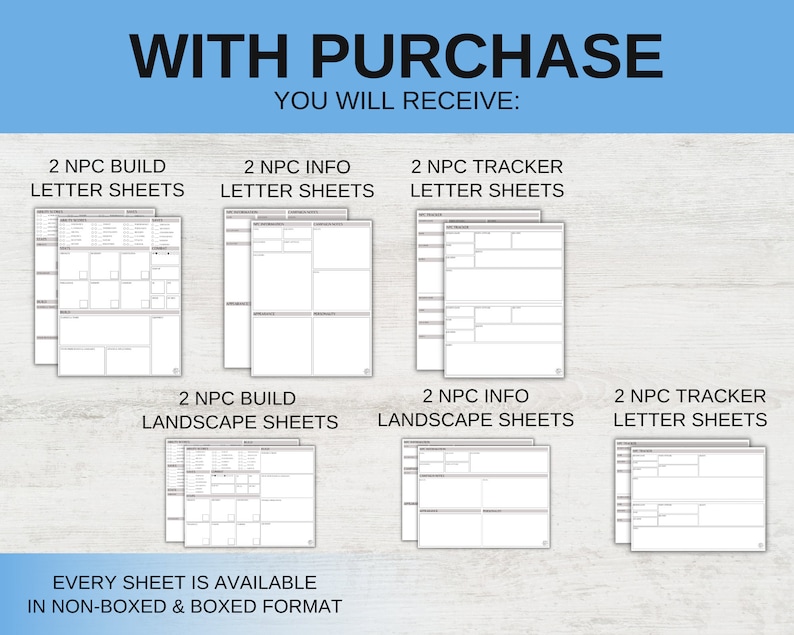 Minimalist - NPC Info DM Sheets - Dnd 5E - Printable PDF - Etsy