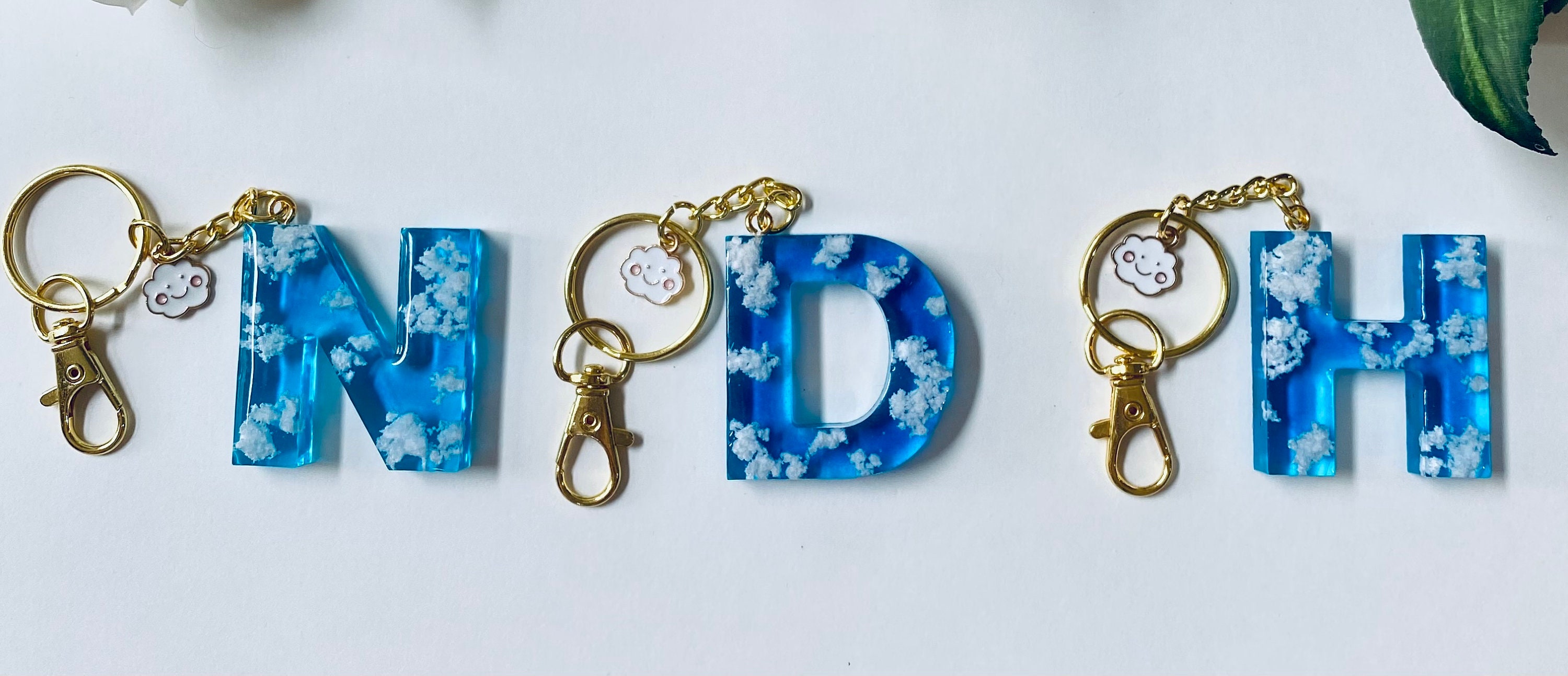 Handmade Cloud Resin Letter Keychain Cloud Keychain - Etsy