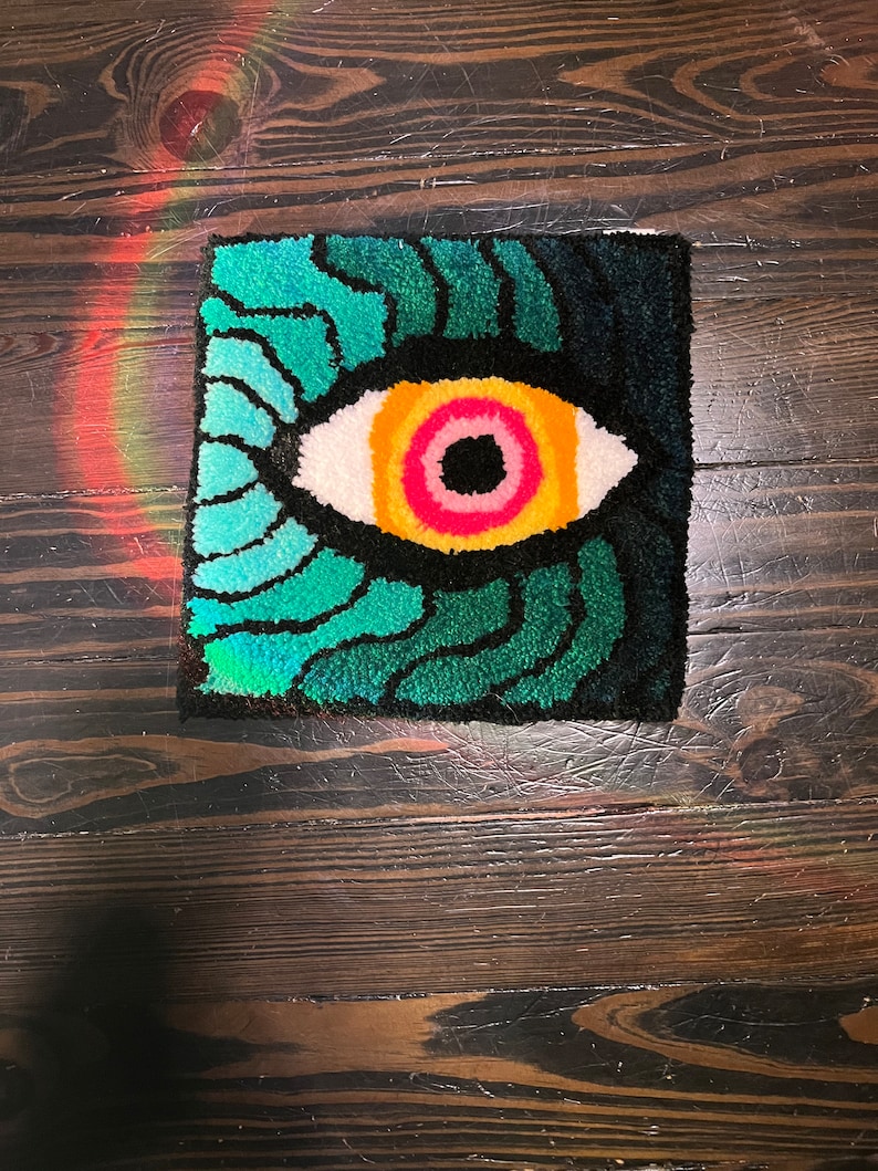 Swimming Eye Table Rug. Handmade Tufted Rug. Original Artwork and ...