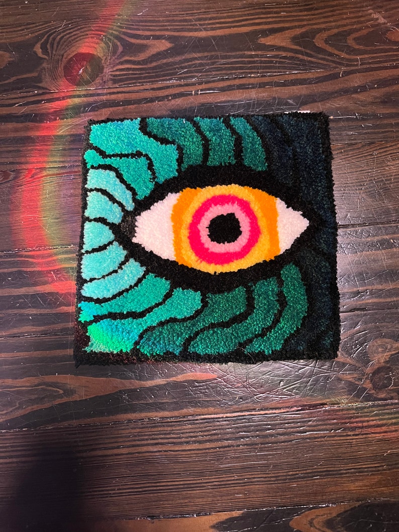 Swimming Eye Table Rug. Handmade Tufted Rug. Original Artwork and ...