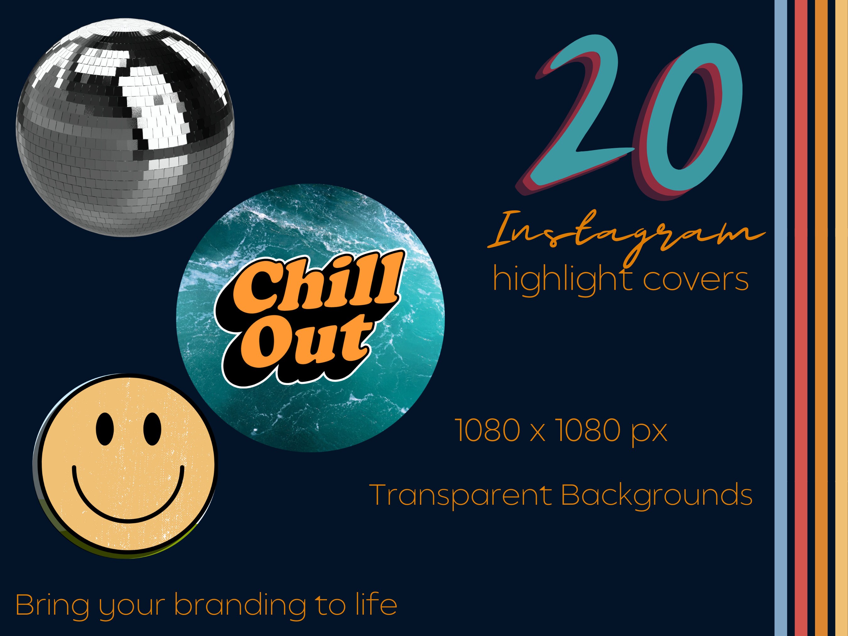 Retro Instagram Highlight Covers | 20 PNG Instant Digital Downloads for ...