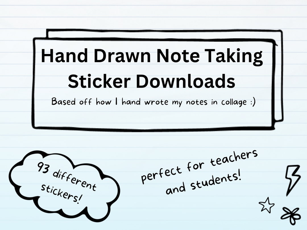 Note Taking Stickers| Digital Downloads| School, Planner, Journal ...