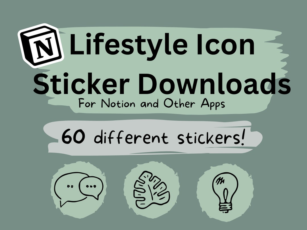 Notion Icons Lifestyle Stickers Sage Green (Instant Download) - Etsy