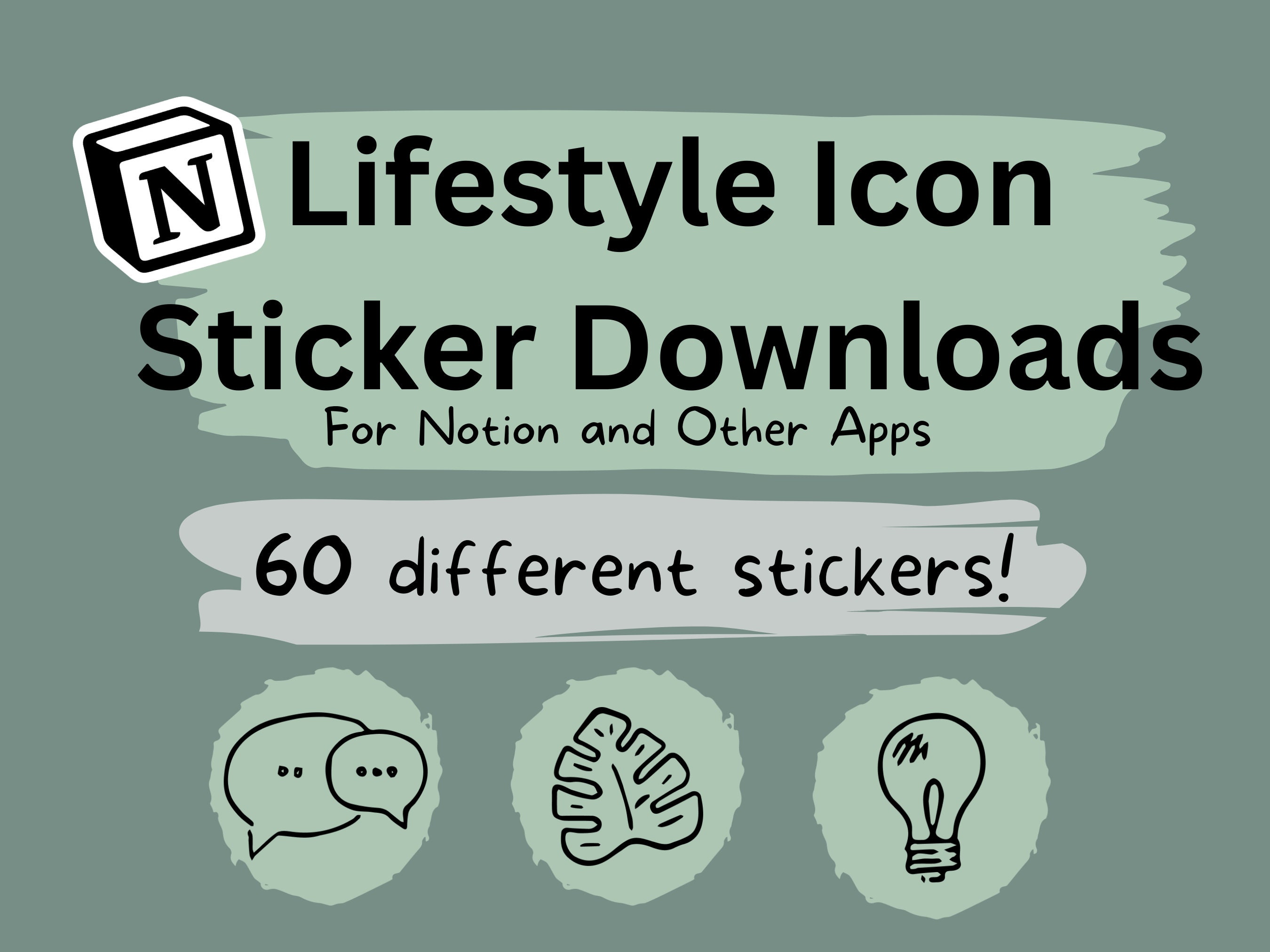Notion Icons Lifestyle Stickers Sage Green (Instant Download) - Etsy
